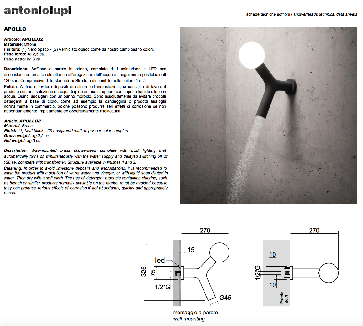 antoniolupi, Apollo Shower head | Bertani
