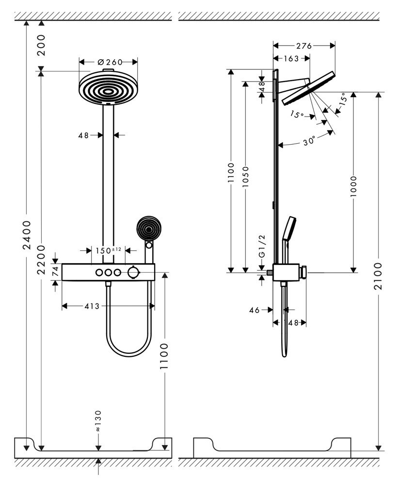 Hansgrohe, Pulsify S Shower column | Bertani